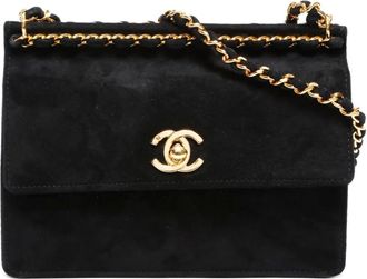 Chanel sac porté épaule à fermoir pivotant et chaîne (1996-1997) - Noir