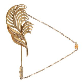 Dolce & Gabbana Goldblatt Kristall Kettennadel Brosche - - Accessories - unisex - Gelb - ONE SIZE