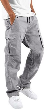 Generic Pantalon cargo pour homme - Pantalon de jogging cargo d&eacute;contract&eacute; - Pantalon de travail pour homme - Taille &eacute;lastique - Pantalon dentra&icirc;nement avec pl
