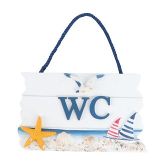 Garneck Wc H&auml;ngeschild aus Naturholz Mediterraner Stil Dekoratives Toilettenschild f&uuml;r Badezimmert&uuml;r Robustes Holzbrett zur Wanddekoration