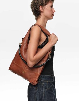 Bimba & Lola gro&szlig;e Patchwork-Ledertasche in Hellbraun