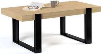 IDMarket Rechteckiger Couchtisch Phoenix aus Holz und Schwarz