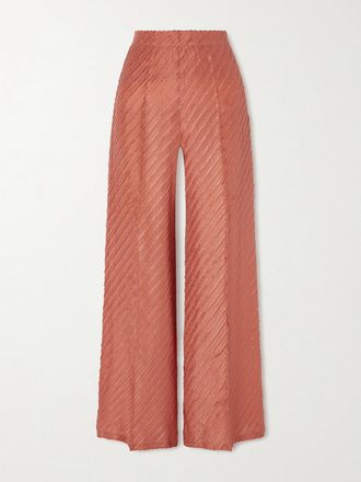 Giuliva Heritage Collection Pantalon Large En Soie &Agrave; Franges Amanda - Rouge