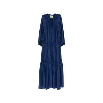 Momoni Femme, Robes, Bleu, Taille: 36 FR Viento Ruffled Maxi Dress