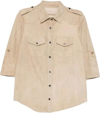 Salvatore Santoro Femme, Blouses et Chemises, Beige, Taille: 36 FR Leather Shirt