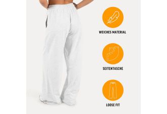 Smilodox Jogginghose Veyt Damen, Sweatpants aus Baumwolle, Sporthose Loose Fit Wide Leg, Verstellbarer Tunnelzug, Langer Schnitt, f&uuml;r Sport & Alltag