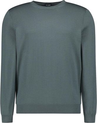 Olymp Herren Pullover gr&uuml;n Merinowolle unifarben