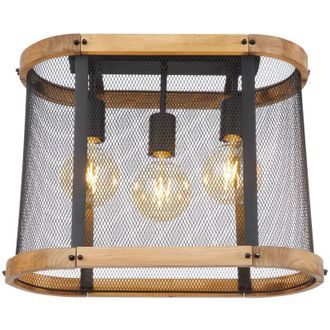 Globo Lighting Deckenleuchte jeanie mit Holz & Gitter Schwarz 3-flammig, Breite 45cm