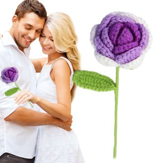 Generic Gehäkelte, gehäkelte, künstliche bunte Rose von San - Handgemachte gestrickte Rose für Heimdekoration, DIY-Simulation, gestrickt, Reg