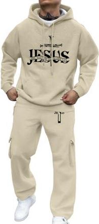 Generic Surv&ecirc;tement pour homme avec imprim&eacute; lettres, sweat &agrave; capuche, jambes droites, pantalon de surv&ecirc;tement ample avec poche droite, ensemble de surv&ecirc;tement