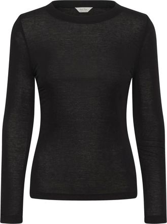 Part Two Femme, Tops, Noir, Taille: 46 FR Tee-Shirt à Manches Longues Noir Tinniesipw