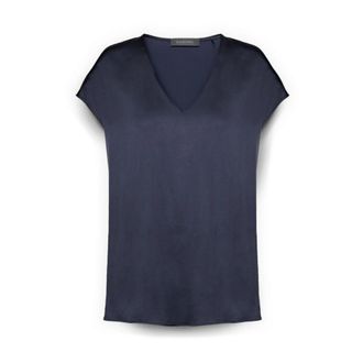 Elena Miro V-Ausschnitt Satinbluse - - Blouses & Shirts - Damen - Blau - 2XL