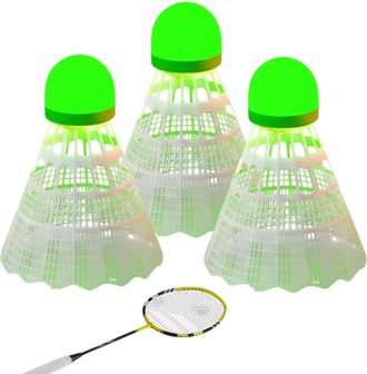 Generic Leuchtendes Badminton | 3 St&uuml;ck aus strapazierf&auml;higem Nylon f&uuml;r Training im Dunkeln, Badmintonb&auml;lle - f&uuml;r den Au&szlig;enbereich Garten Familie Erwachsene K