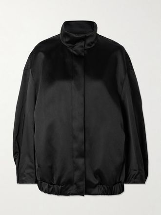 Dries Van Noten Verk&uuml;rzte Oversized-bomberjacke Aus Satin - Schwarz
