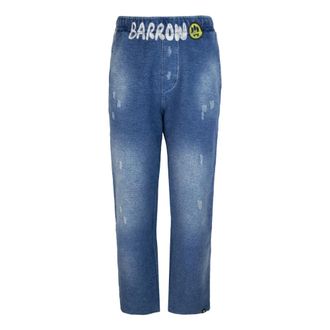 Barrow Barrow, Homme, Pantalons, Bleu, Taille: XL Pantalon en molleton effet denim avec impression de lettres