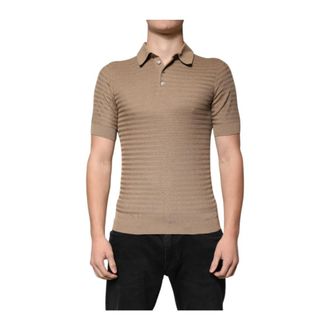 Dolce & Gabbana Seidenes Poloshirt mit Kragen - - Tops - Herren - Braun - XS