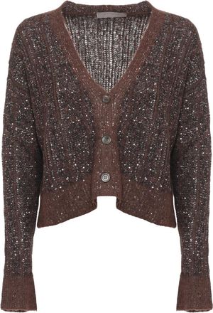 D.exterior Gilet en laine m&eacute;lang&eacute;e - Femme - Pulls - Brun - Taille: 36 FR