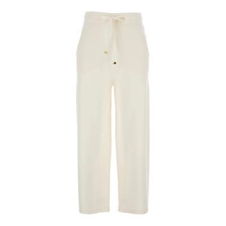Elisabetta Franchi Cashmere-Mischhose mit Kordelzug - - Trousers - Damen - Wei&szlig; - L