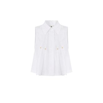 Elisabetta Franchi Femme, Tops, Blanc, Taille: 40 FR Chemise en popeline de coton