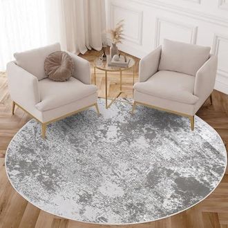 Tapiso Crystal Rond Tapis &agrave; Poils Courts Brillant Vert Clair Or Cr&egrave;me Blanc Marbre Effet 3D Salon Chambre &agrave; Coucher Design Moderne &Ouml;KO-TEX 120 x 120 cm