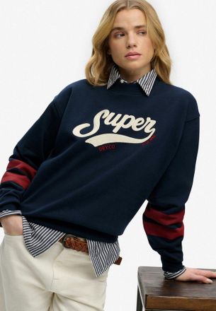 Superdry Sweatshirt VARSITY SCRIPT LOOSE CREW aus Baumwolle, Relaxed Fit, mit Rundhalsausschnitt, pflegeleicht