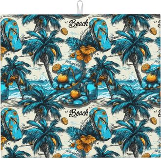 Generic Hawaii Strandplan K&uuml;chen Trockenmatte Geschirrabtropfmatte Schnelltrocknend Kaffeemaschinenmatte F&uuml;r Bad Teetisch Kaffeemaschine 46X61Cm