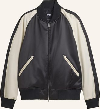 Yohji Yamamoto Y-3 Liquid Logo Satin Souvenir Jacke schwarz