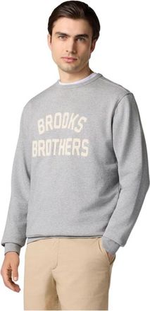 Brooks Brothers Homme, Sweatshirts et sweats &agrave; capuche, Gris, Taille: XL Terry Logo-Embroidered Crewneck SweaT-shirt
