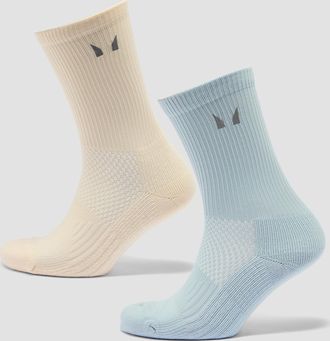 MyProtein Chaussettes de course MP r&eacute;fl&eacute;chissantes (lot de 2 paires) - Beurre/Bleu ciel - UK 9-11