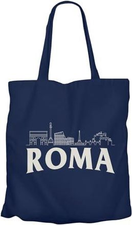 Fabulous Tote Bag Sac Shopping en Toile Bleu - Roma Minimalist Rome Voyage Histoire Tourisme - 10 L