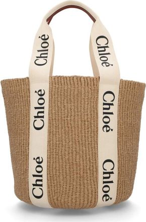 Chlo&eacute; Grand panier Woody - Femme - Sacs - Beige - Taille: ONE Size