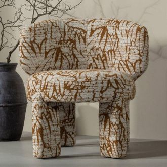 M&S Collection Fauteuil avec motifs 76x69x75 cm en tissu naturel et brun