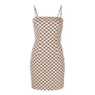 Misbhv Misbhv, Femme, Robes, Beige, Taille: 38 FR Monogram Spaghetti Mini Dress