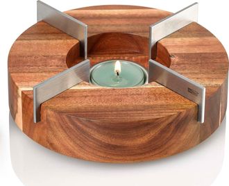 Adhoc TK51 St&ouml;vchen- und Speisenw&auml;rmer TUTO | f&uuml;r Teekannen, T&ouml;pfe und Schalen | Akazienholz & Edelstahl