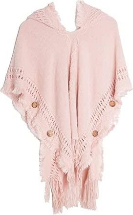 Generic Poncho Femme Hiver Chaud Chale Femme Hiver Chaud Cape Femme Effet enveloppant &Eacute;charpe Unie Ou Carreaux Multicolores Frang&eacute;e Ceinture Chapeau Inclus