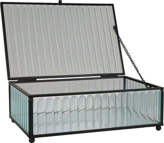 House Nordic Santorini Box - Box aus Glas und schwarzem Metall 13x20x7 cm