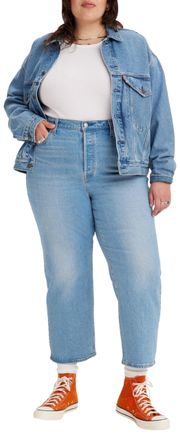 Levi's Damen Plus Size Ribcage Straight Ankle Jeans, Light Indigo Worn In, 24 M
