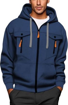 Generic Sweat &agrave; capuche l&eacute;ger pour homme avec fermeture &eacute;clair - L&eacute;ger - Grand et grand - D&eacute;contract&eacute; - Tendance - Automne - Avec fermeture &eacute;clair - Pour entr