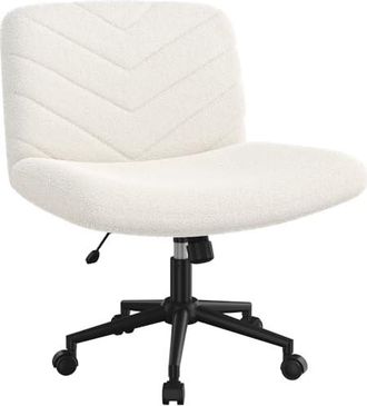 Yaheetech Chaise de Bureau avec roulettes, Fauteuil de Bureau sans Accoudoirs avec Large Assise, Si&egrave;ge Pivotant en Tissu Bouclette, Chaise R&eacute;glable en Hauteur, 
