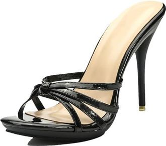 Miyoopark Mules sexy pour femme avec talon aiguille Mule d&eacute;t&eacute;, T11 noir, 43 EU