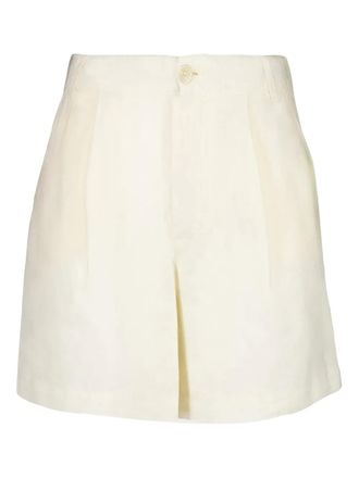 120% Lino short en lin &agrave; plis - Tons neutres