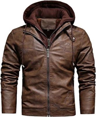 Generic Veste de motard en cuir pour homme - Coupe-vent - Doux et chaud - En similicuir - Style aviateur r&eacute;tro - Manteau de loisirs - Manteau moderne Softshel