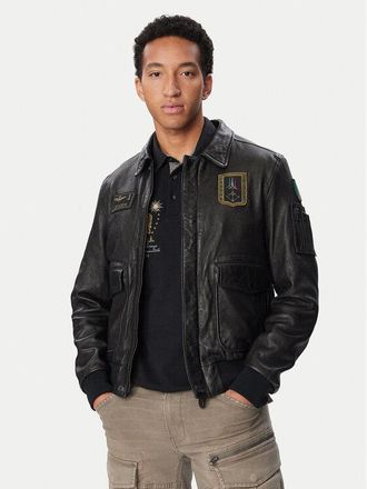 Aeronautica Aeronautica Militare Lederjacke 262PN0895U100839 Schwarz Regular Fit