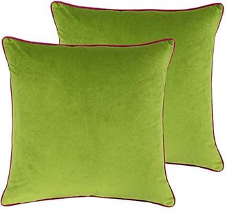 Riva Paoletti Meridian Twin Pack-Feder gefüllte Kissen, Polyester, Kalk/Heißrosa, 55 x 55cm, 2