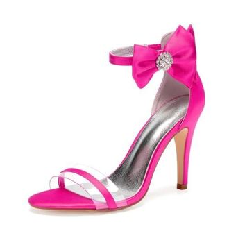 Generic Sandales À Talons Hauts Femmes Chaussures De Mariage Sexy Mariée Open Toe Stylet Eté Talon Soirée Chaussures 10.5Cm,Rose Red,37 EU
