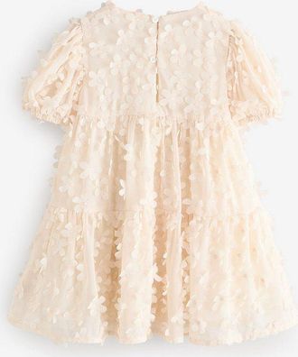 Next T&uuml;llkleid Kurz&auml;rmeliges Kleid mit 3D-Blumendetails (1-tlg)