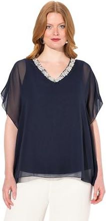 Ulla Popken Blouse en Mousseline, Marine, 56-58 Femme