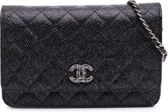 Chanel Hobo Bags - CC Quilted Glittered Calfskin Wallet On Chain - Gr. unisize - in Schwarz - für Damen