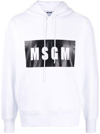 Msgm hoodie en coton à logo imprimé - Blanc