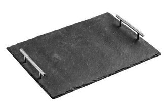 Premier Housewares Schiefer Tablett, Edelstahl Griffe